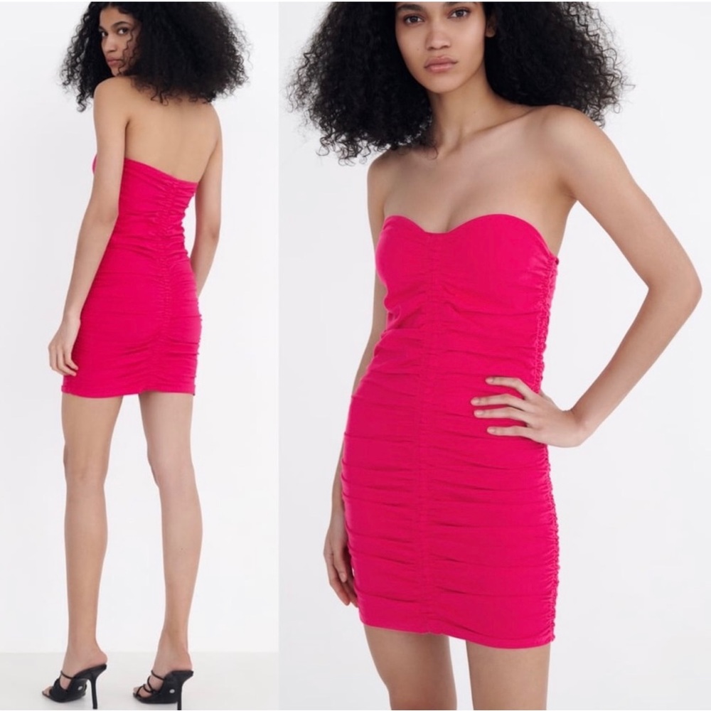 Zara Fuisha Ruched Bodycon Strapless Dress - Gem